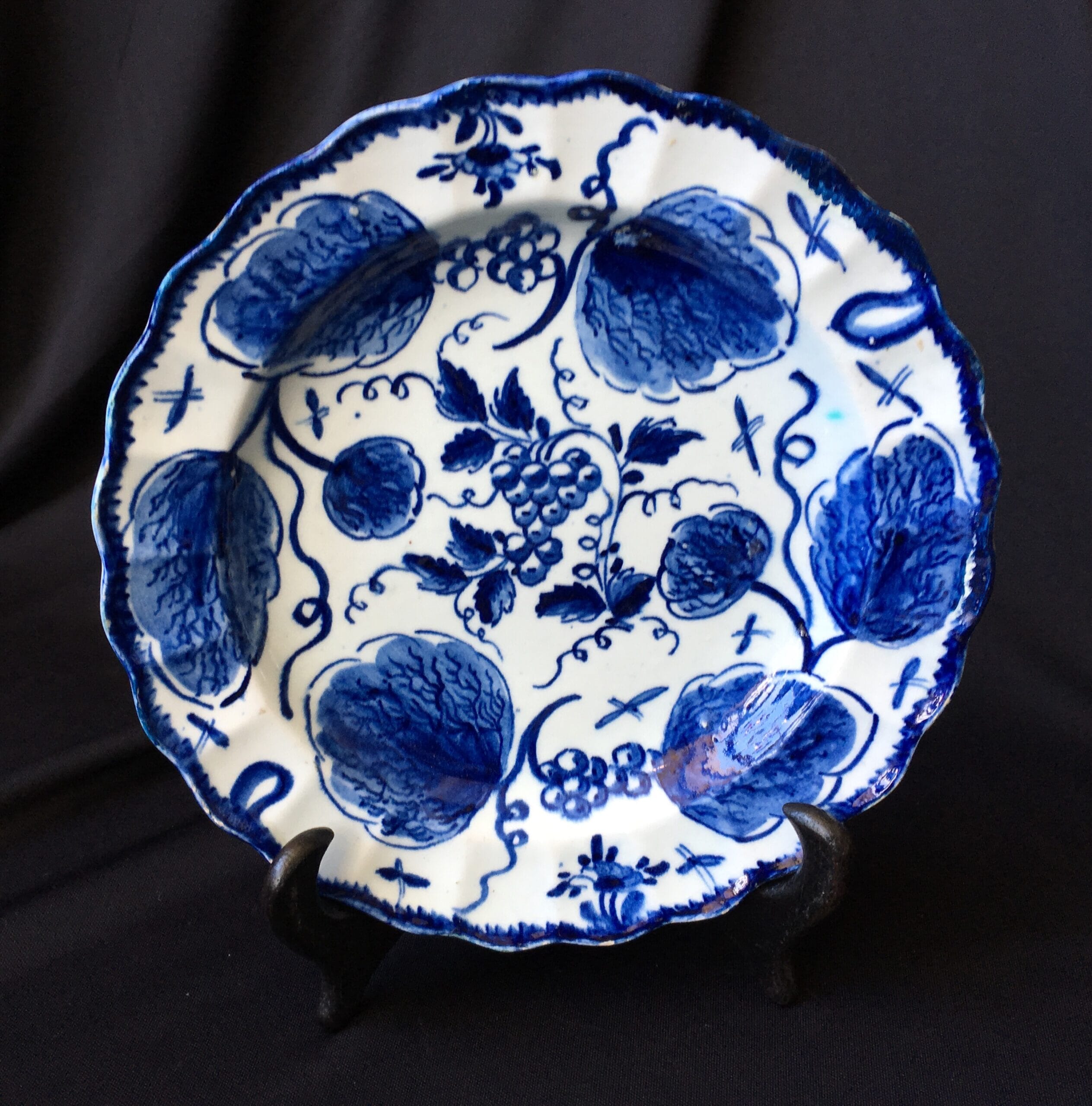 Bow plate with fruiting vine, C. 1770 – Moorabool Antique Galleries
