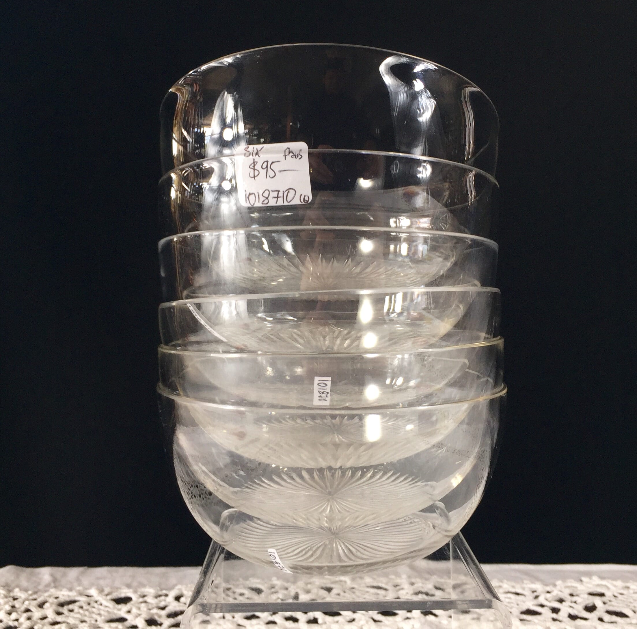 Early Victorian pressed glass finger bowl, registration mark 1856 ...