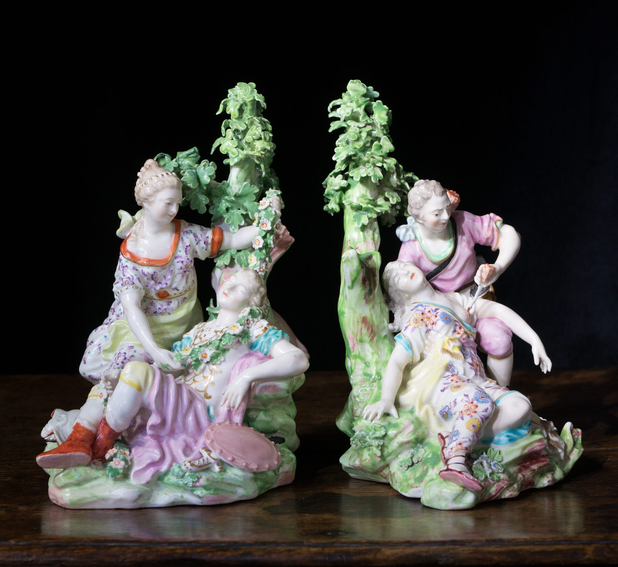Pair of Derby figures, No. 76 ‘Renaldo & Armida’ , and No. 75 ‘Procris ...