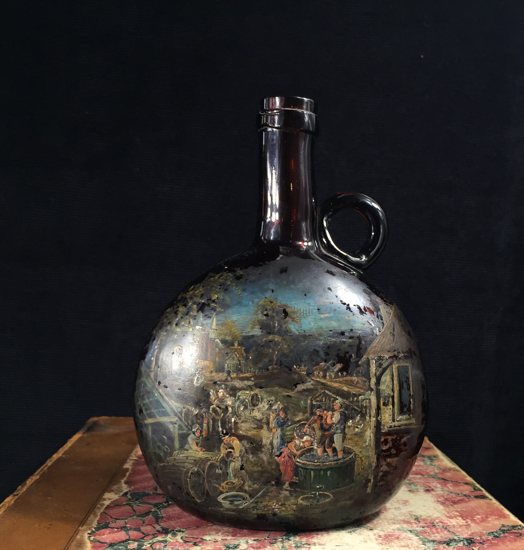 Dutch bottle painted with oil – peasant scene, C. 1800 – Moorabool ...