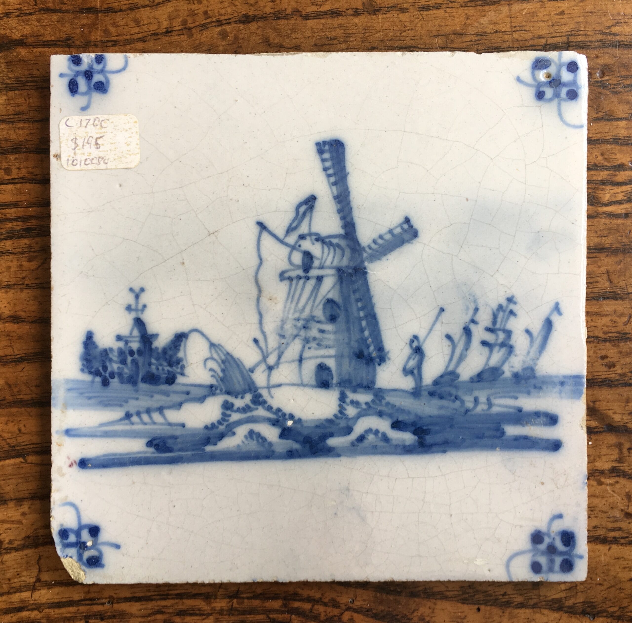 Dutch Delft tile- windmill, C. 1700 – Moorabool Antique Galleries