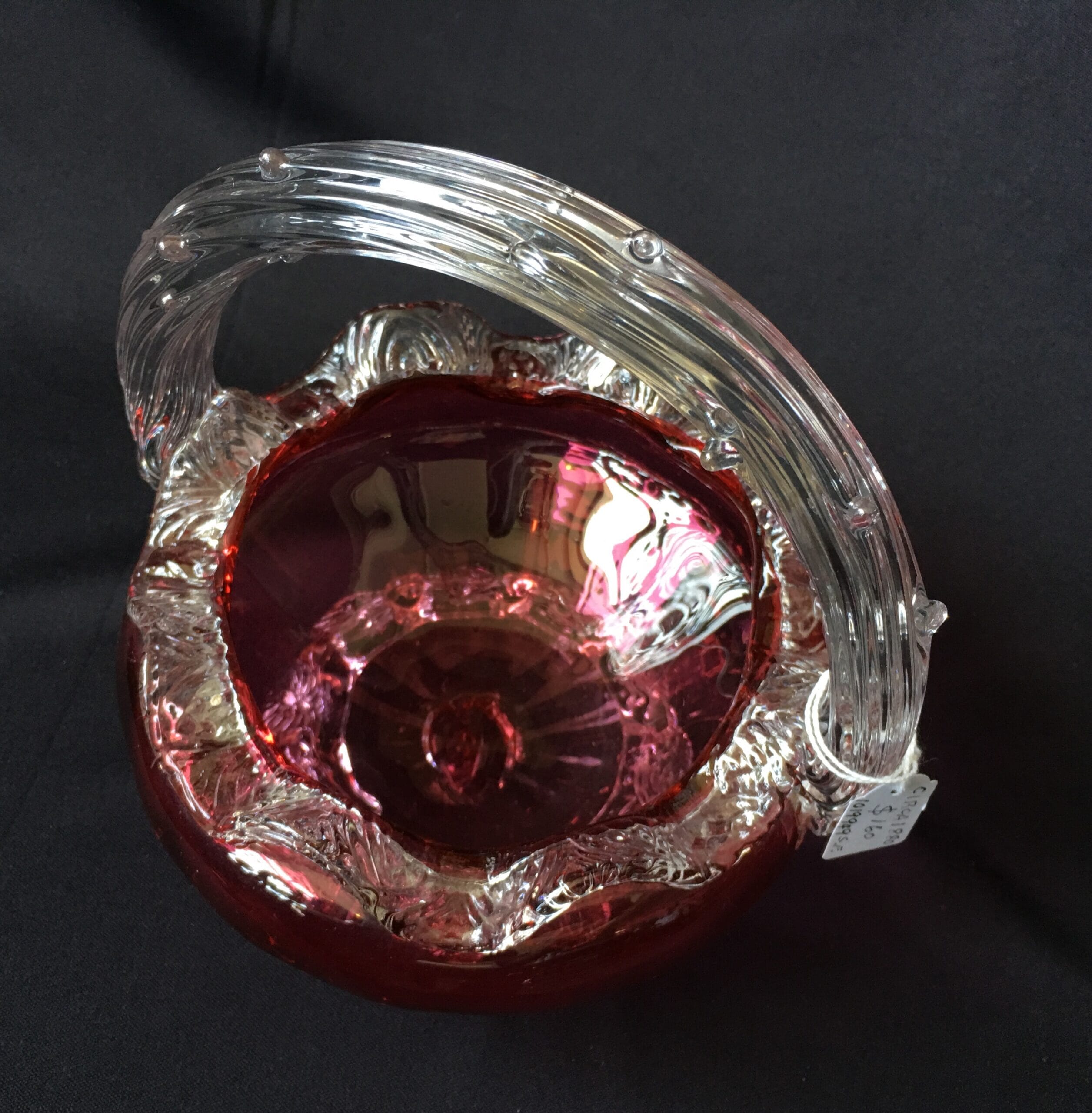 Victorian Ruby And Clear Glass Basket Circa 1880 20512 Moorabool