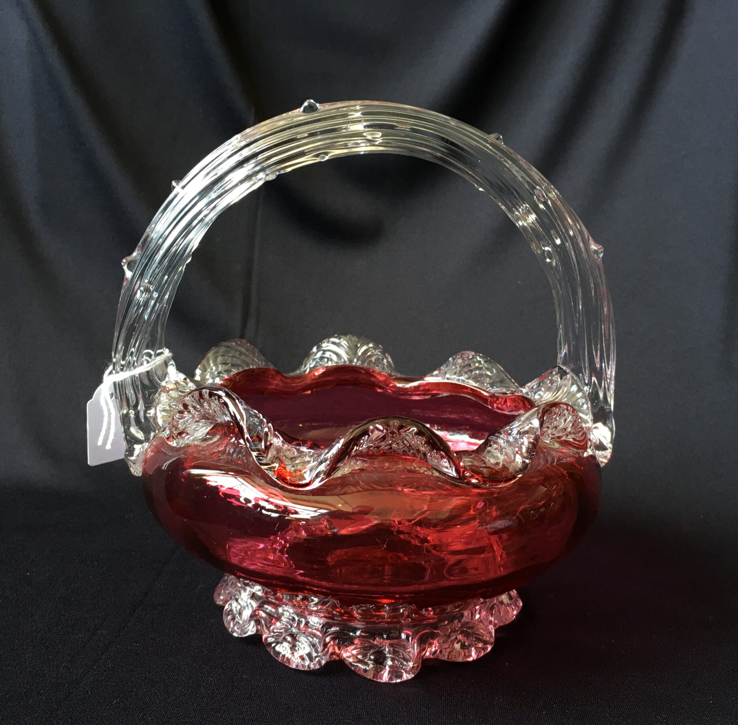 Victorian Ruby And Clear Glass Basket Circa 1880 20513 Moorabool
