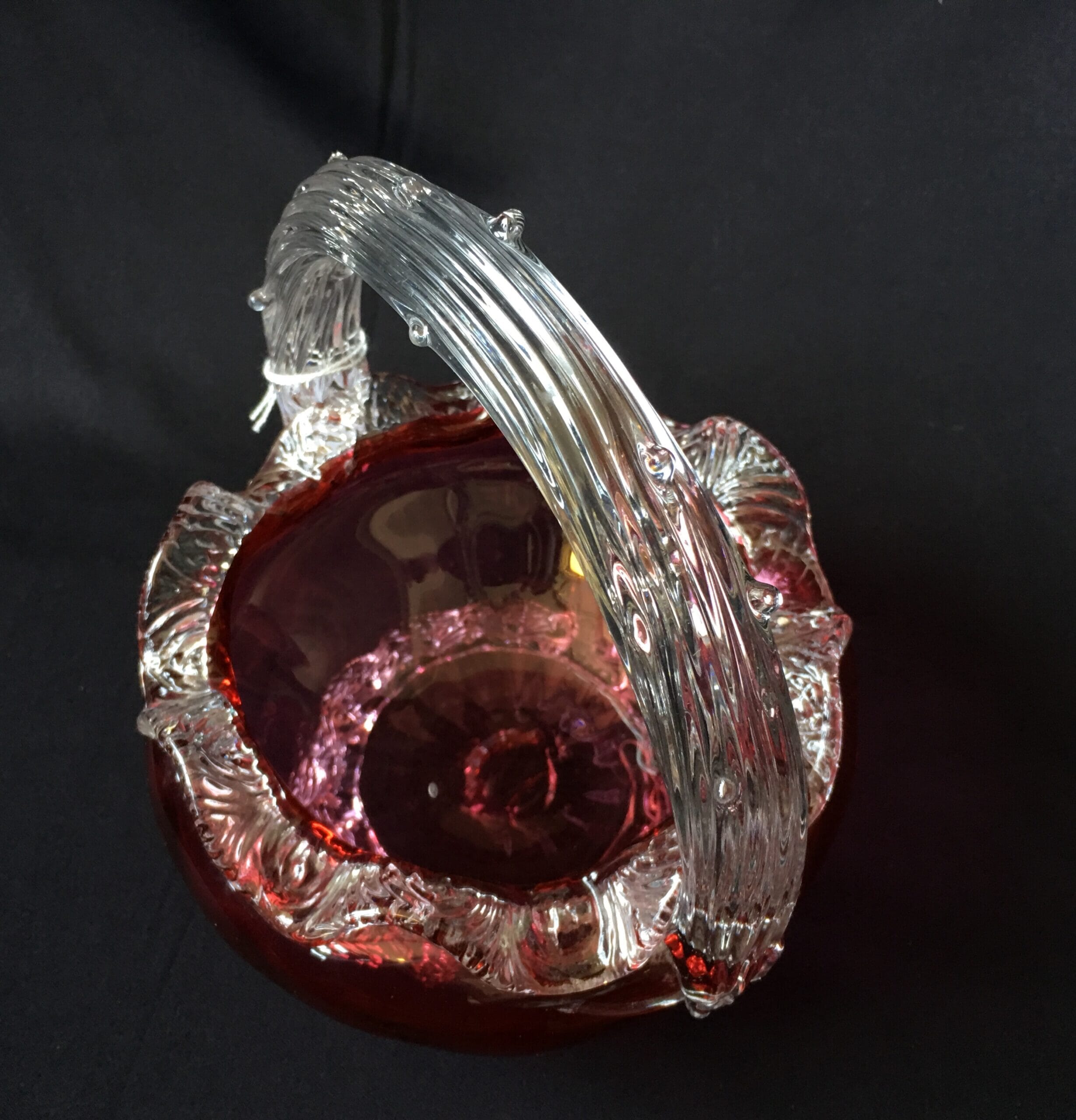Victorian Ruby And Clear Glass Basket Circa 1880 20511 Moorabool