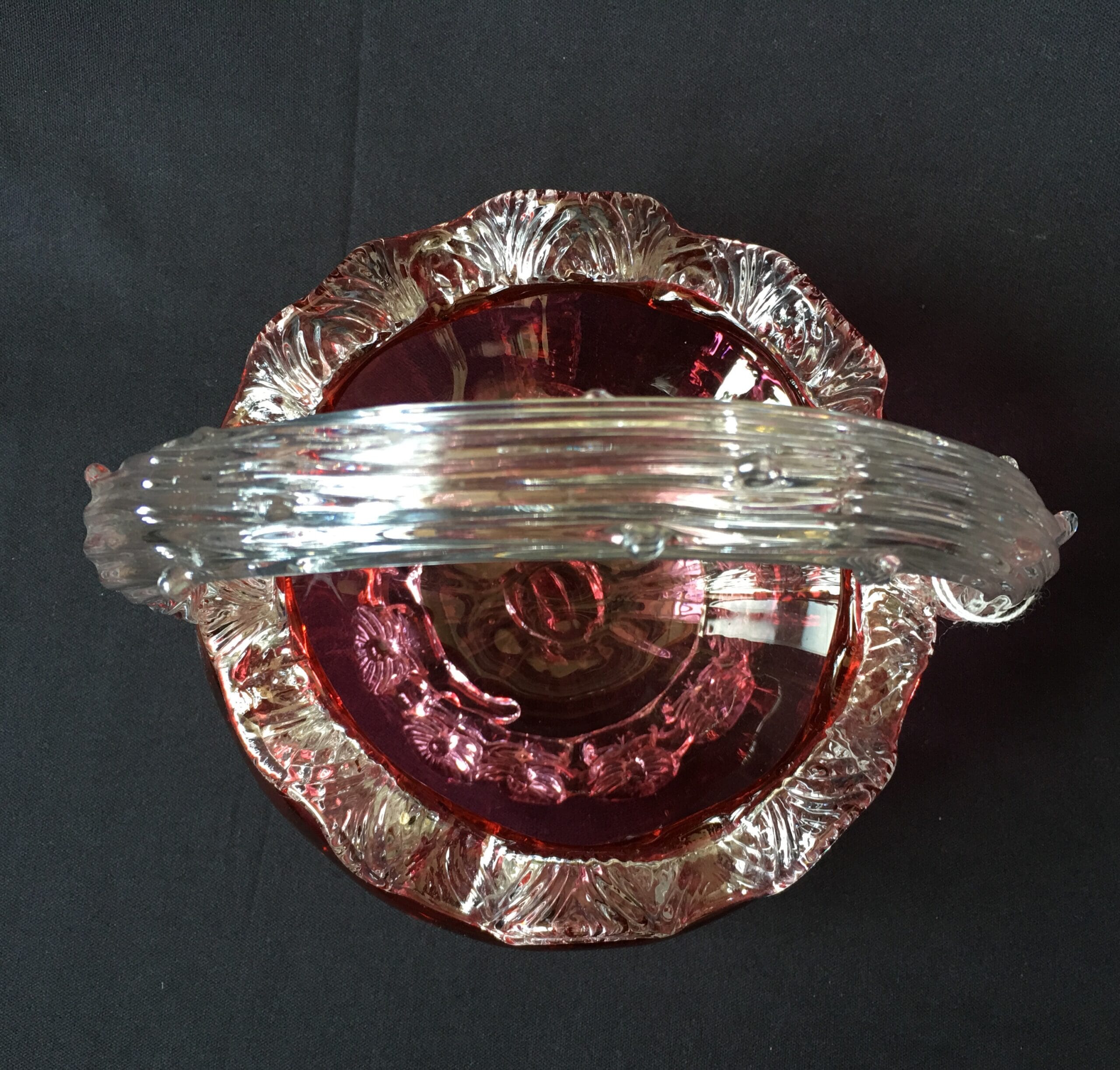Victorian Ruby And Clear Glass Basket Circa 1880 20516 Moorabool
