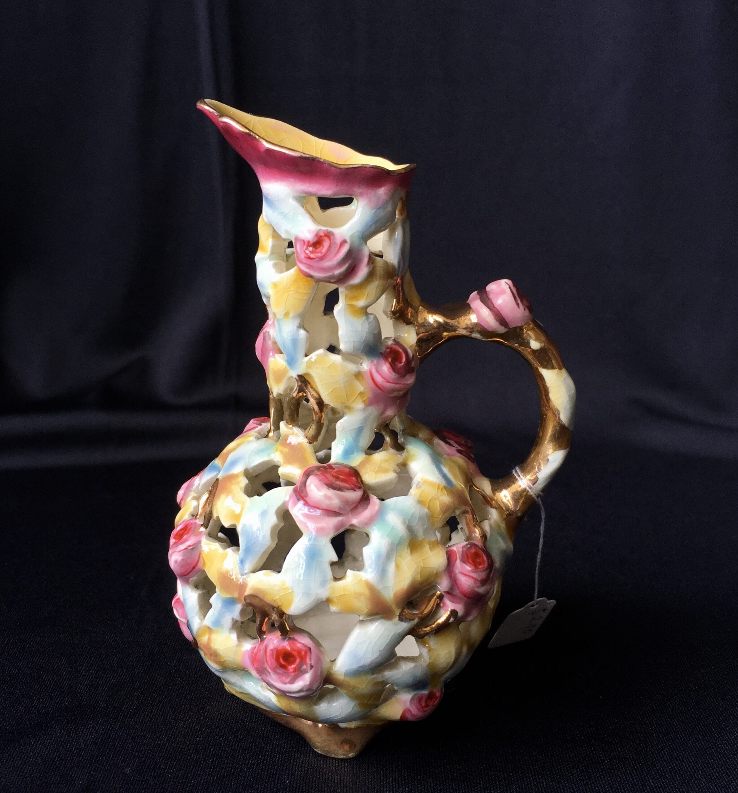Zsolnay porcelain pierced jug decorated with roses, 20th century-20903 ...