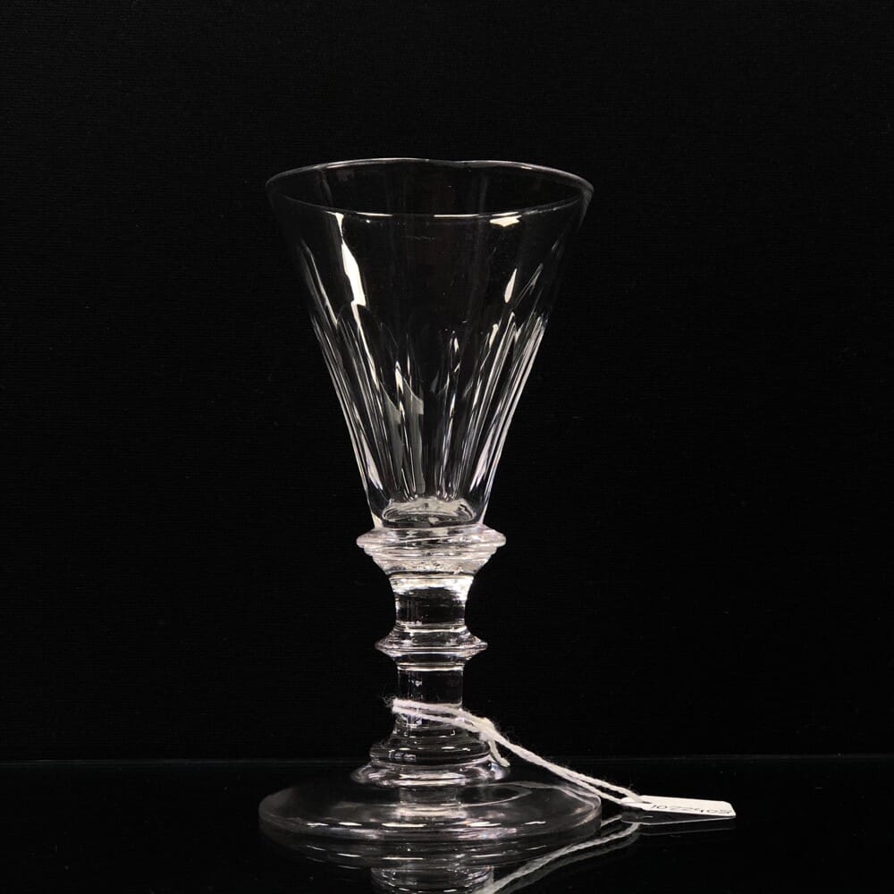 Georgian Wine Glass Faceted Bowl And Bladed Knop C 1820 Moorabool Antique Galleries