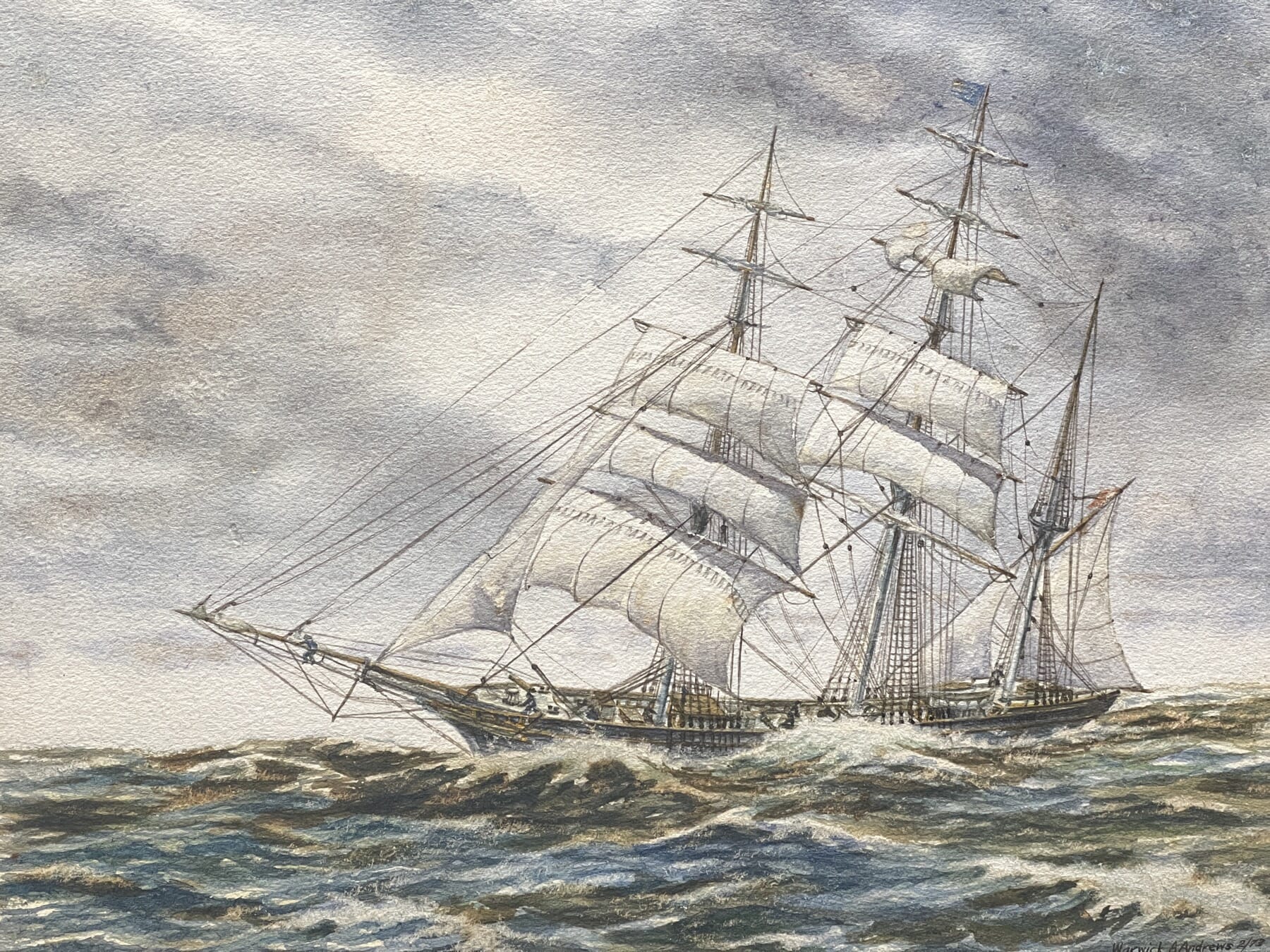 Warwick Andrews seascape ship art 1973 – Moorabool Antique Galleries