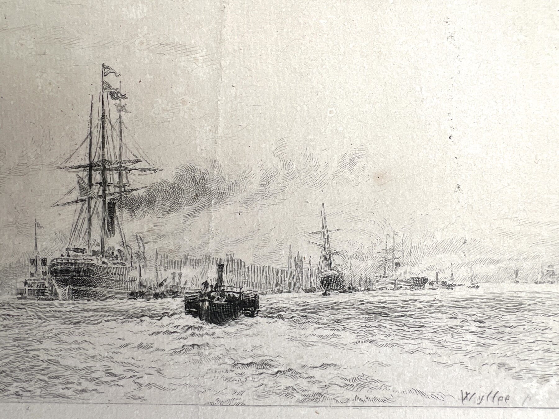 Alfred Louis Brunet-Debaines ‘Shipping in the calm’ etching, 1883 ...